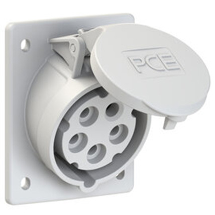 PCE 16A Emergency Panel Mount Angled Socket (>50 Volt, 3P+N+E Pin ...