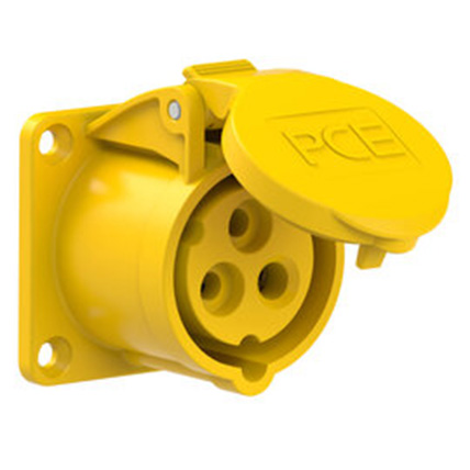 PCE 16A Panel Mount Socket (110 Volt, 2P+E Pin Configuration) 313-4F6 ...