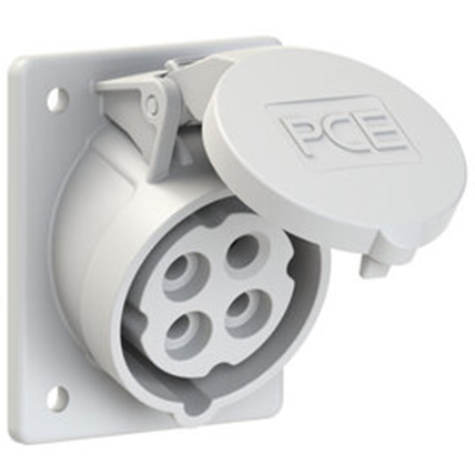 PCE 16A Emergency Panel Mount Angled Socket (>50 Volt, 3P+E Pin ...