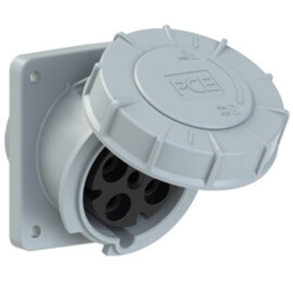 PCE 63A Emergency Panel Mount Angled Socket (>50 Volt, 3P+E Pin ...