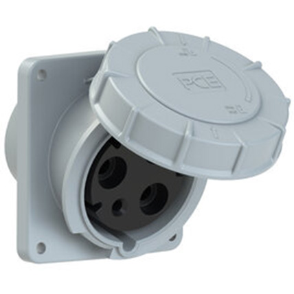 PCE 125A Emergency Panel Mount Angled Socket (>50 Volt, 2P+E Pin ...