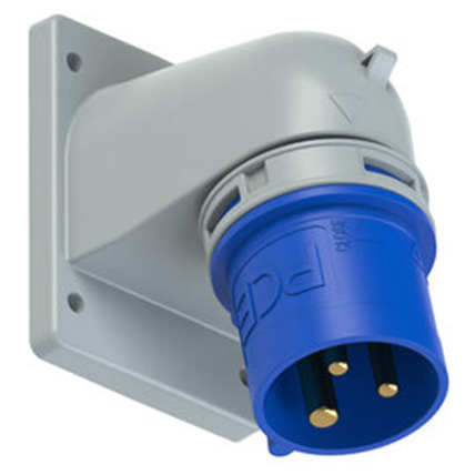 PCE 16A Panel Mount Turbo Terminal Angled Appliance Inlet (220/240 Volt ...