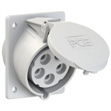 PCE 32A Emergency Panel Mount Angled Socket (>50 Volt, 3P+N+E Pin ...