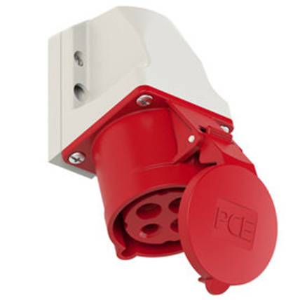 PCE 32A Wall Mount Socket (380/415 Volt, 3P+E Pin Configuration) 124-6K ...