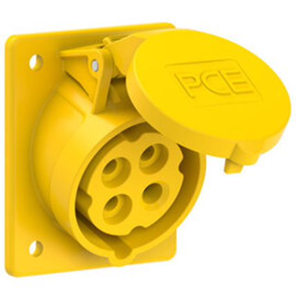 PCE 16A Panel Mount Turbo Terminal Angled Socket (110 Volt, 3P+E Pin ...