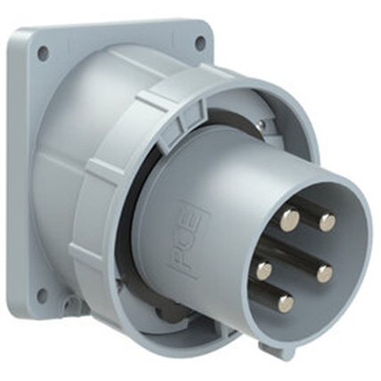 PCE 125A Emergency Panel Mount Angled Appliance Inlet (>50 Volt, 3P+N+E ...