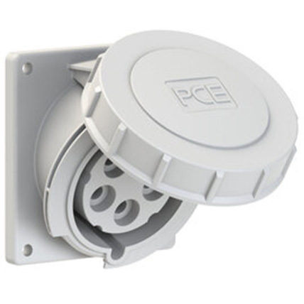 PCE 32A Emergency Panel Mount Angled Socket (>50 Volt, 3P+N+E Pin ...