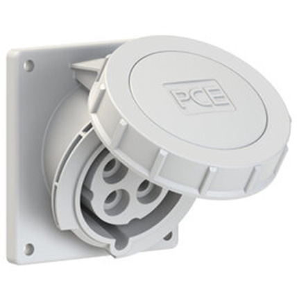 PCE 32A Emergency Panel Mount Angled Socket (>50 Volt, 3P+E Pin ...