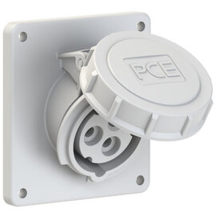 PCE 16A Emergency Panel Mount Angled Socket (>50 Volt, 2P+E Pin ...