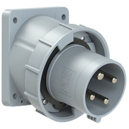 PCE 63A Emergency Panel Mount Angled Appliance Inlet (>50 Volt, 3P+E ...