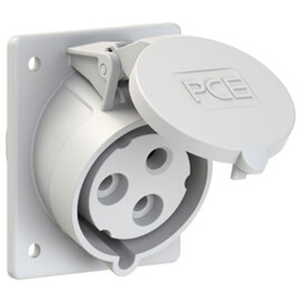PCE 32A Emergency Panel Mount Angled Socket (>50 Volt, 2P+E Pin ...
