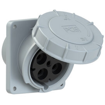 PCE 125A Emergency Panel Mount Angled Socket (>50 Volt, 3P+E Pin ...