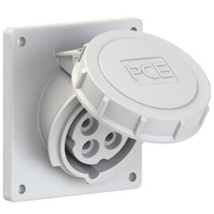 PCE 16A Emergency Panel Mount Angled Socket (>50 Volt, 3P+E Pin ...