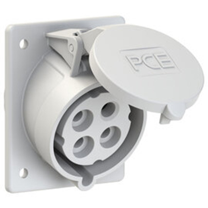 PCE 32A Emergency Panel Mount Angled Socket (>50 Volt, 3P+E Pin ...
