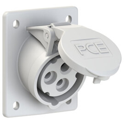 PCE 16A Emergency Panel Mount Angled Socket (>50 Volt, 2P+E Pin ...