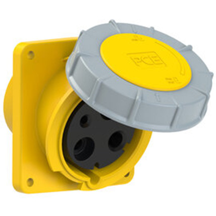 PCE 125A Panel Mount Angled Socket (110 Volt, 2P+E Pin Configuration ...